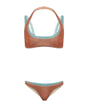 Oseree Color-blocked Bikini Set - Brown