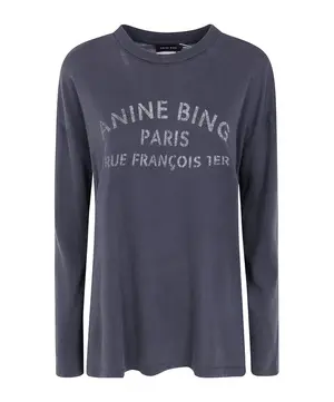 ANINE BING Graphic Long Sleeve T-shirt - Black