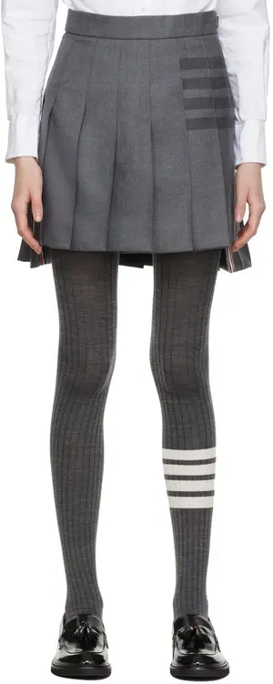 Thom Browne 4 Bar Striped Pleated Mini Skirt