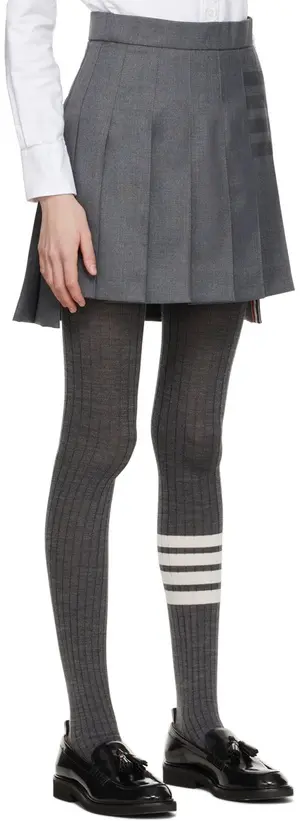 Thom Browne 4 Bar Striped Pleated Mini Skirt