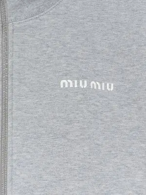 Miu Miu Cotton Fleece Zip-up Sweatshirt - Grey