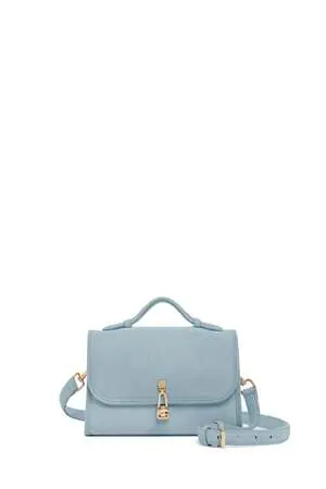 Gabriela Hearst Small Leonora Flap Bag In Suede - Light Blue