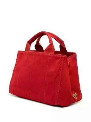 Prada Canapa Logo Satchel - Red