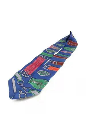 Hermès Buckle-print Silk Scarf - Blue
