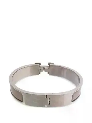 Hermès Tone Enamel H Clasp Hinged Bracelet