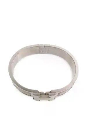 Hermès Tone Enamel H Clasp Hinged Bracelet