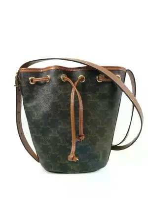Celine Triomphe Drawstring Bucket Bag - Brown