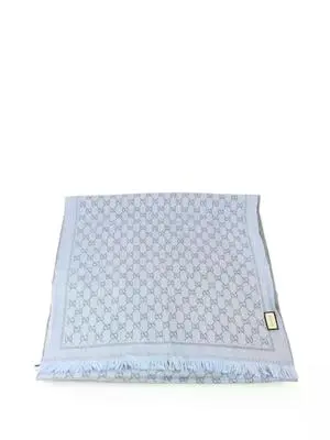 Gucci Gg Monogram Wool Scarf - Blue