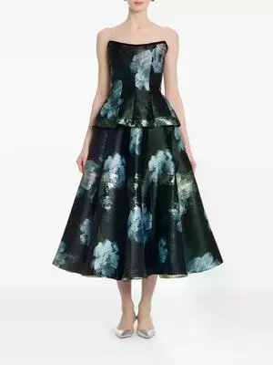 MARKARIAN Soleil Floral-brocade Midi Skirt