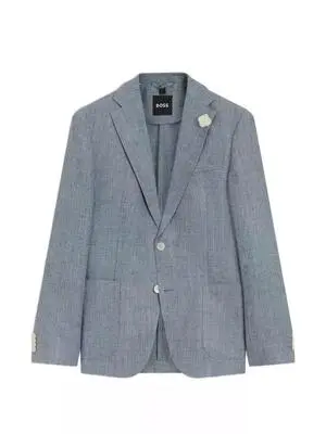 BOSS Single-breasted Lapel-flower Blazer - Blue
