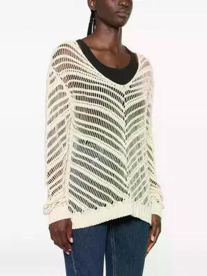 VICOLO Open-knit V-neck Sweater