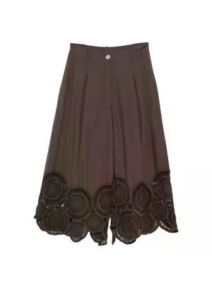 VICOLO Crochet Trim Wide Leg Trousers
