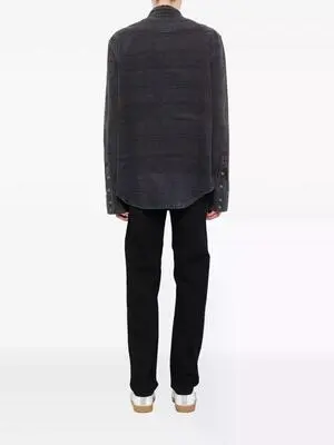 Balmain Quilted-effect Distressed-collar Shirt