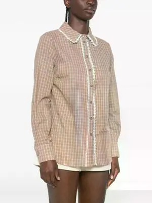 VICOLO Checked Lace-trim Shirt