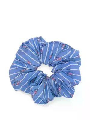 Etro Floral-print Striped Scrunchie - Blue