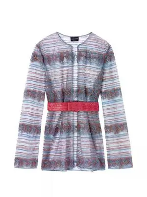 Giorgio Armani Embellished Fringed Cardigan - Blue