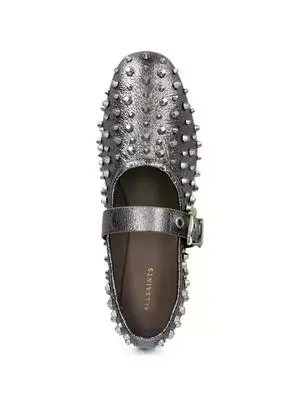 ALLSAINTS Stud-embellished Buckle-fastening Ballet Flats - Grey