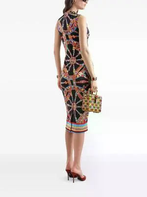 Dolce & Gabbana Carretto Print Satin Dress - Black