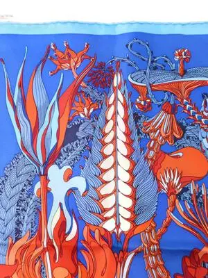 Hermès Fantaisies Botaniques Silk Scarf - Blue