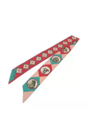 Hermès Twilly Dog-print Silk Scarf - Pink