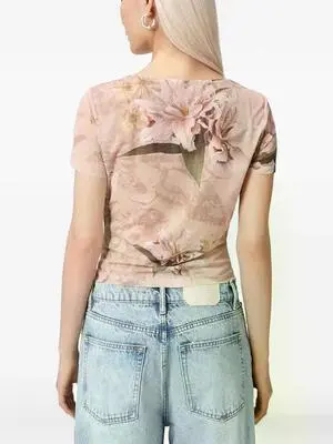 ALLSAINTS Floral Print Ruched T-shirt - Pink