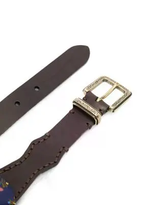 Etro Paisley Print Leather Panel Belt - Blue