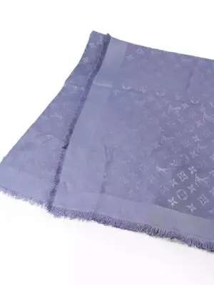 LOUIS VUITTON Monogram-pattern Fringe Scarf