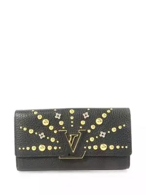 LOUIS VUITTON Capucines Studded Wallet - Black