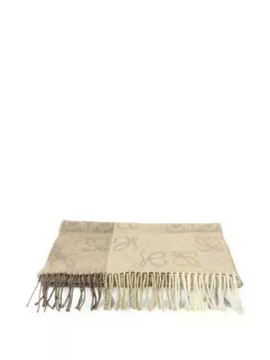 Loewe Anagram Fringed Scarf - Neutrals