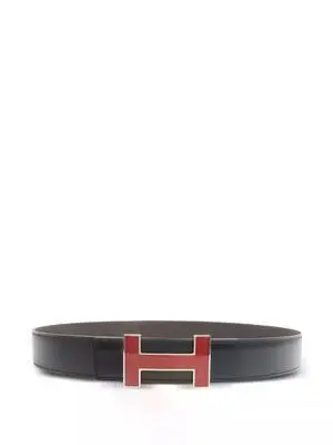 Hermès H Box Leather Belt With Silver-tone Hardware - Black