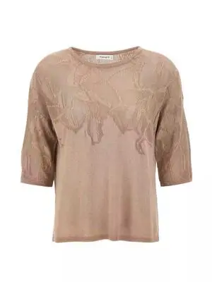 KANGRA Openwork Three-quarter Sleeve Top