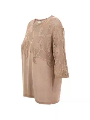 KANGRA Openwork Three-quarter Sleeve Top
