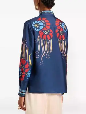 La DoubleJ Lemuria Placed Floral-print Silk Shirt