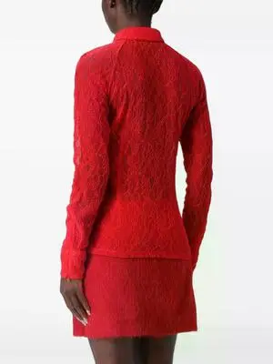 MSGM Lace Zip-up Shirt - Red