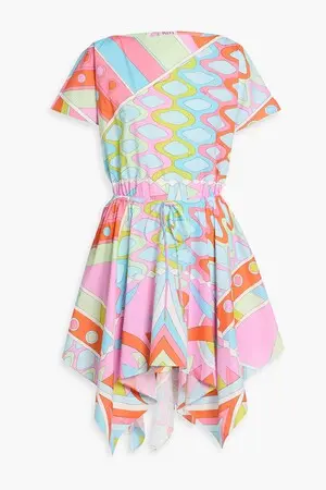 Emilio Pucci Printed Cottonpoplin Mini Dress - Light Blue