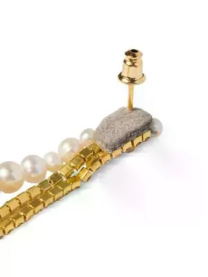 PHENOMENAL STUDIO Asymmetric Pearl-embellished Drop Earrings - Gold