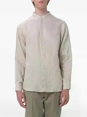 Emporio Armani Mandarin-collar Long-sleeve Shirt - Neutrals