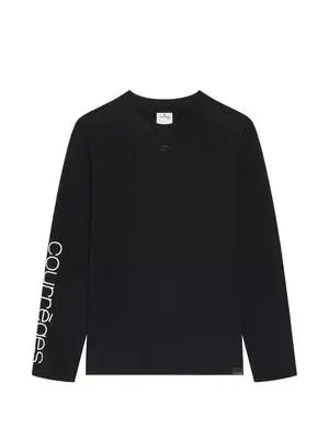 COURREGES Logo-print Long-sleeved T-shirt - Black