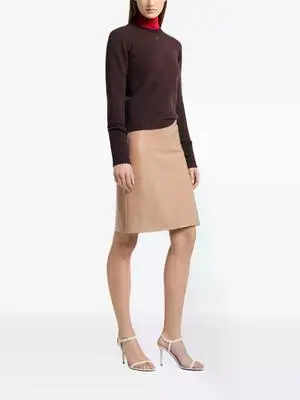 COURREGES Logo Patch Crewneck Sweater - Brown