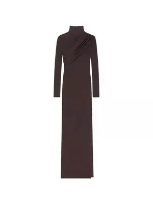 COURREGES Draped Twist Detail Jersey Maxi Dress - Brown
