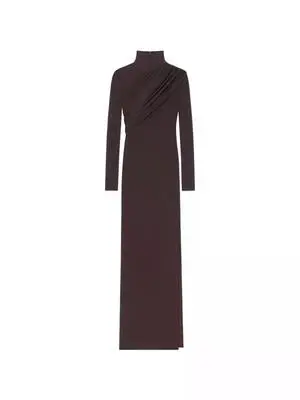 COURREGES Draped Twist Detail Jersey Maxi Dress - Brown