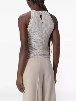 Emporio Armani Halterneck Open-knit Top - Grey