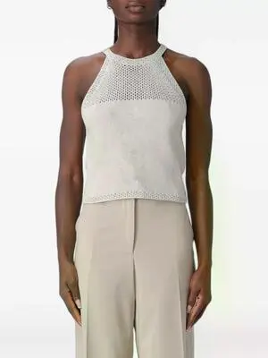 Emporio Armani Halterneck Open-knit Top - Grey