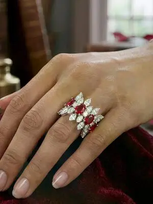 HYT JEWELRY Ruby And Diamond Band Ring