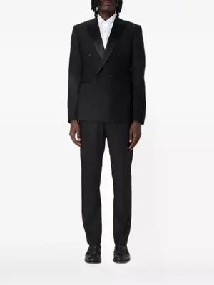Emporio Armani Double-breasted Virgin-wool Suit - Black