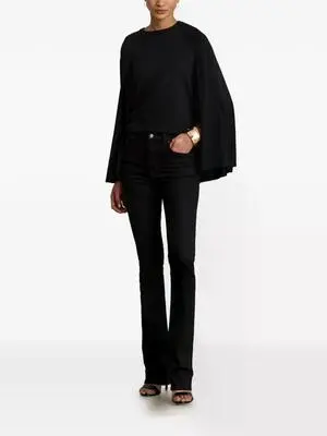 Ralph Lauren Ribbed Crewneck Cape Overlay Sweater