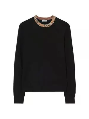 Burberry Check-trim Wool Sweater - Black
