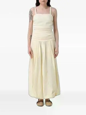 TELA Ruched Maxi Dress With Bow Detail - Yellow