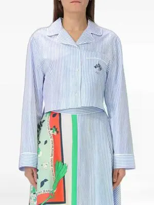 Moschino Striped Cropped Shirt - Blue