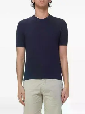 BROOKSFIELD Crew Neck Short Sleeve Sweater - Blue